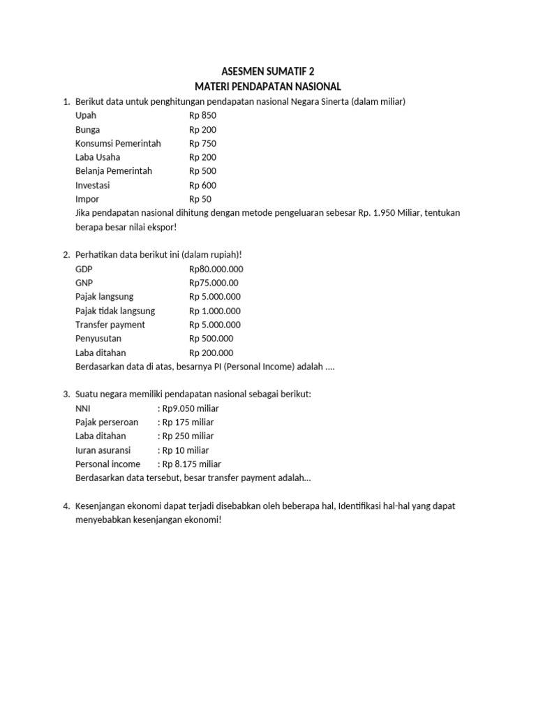 Analisis Pendapatan Nasional Sinerta | PDF