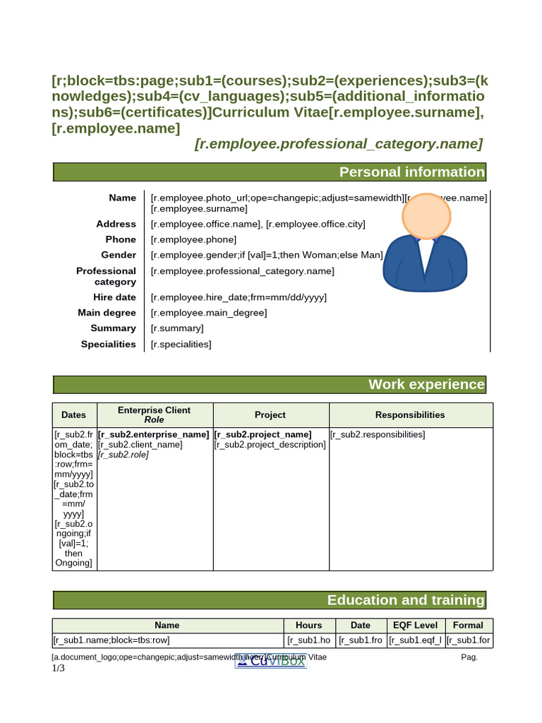 CV Tables Green en 1.1.0 | PDF | Business Documents