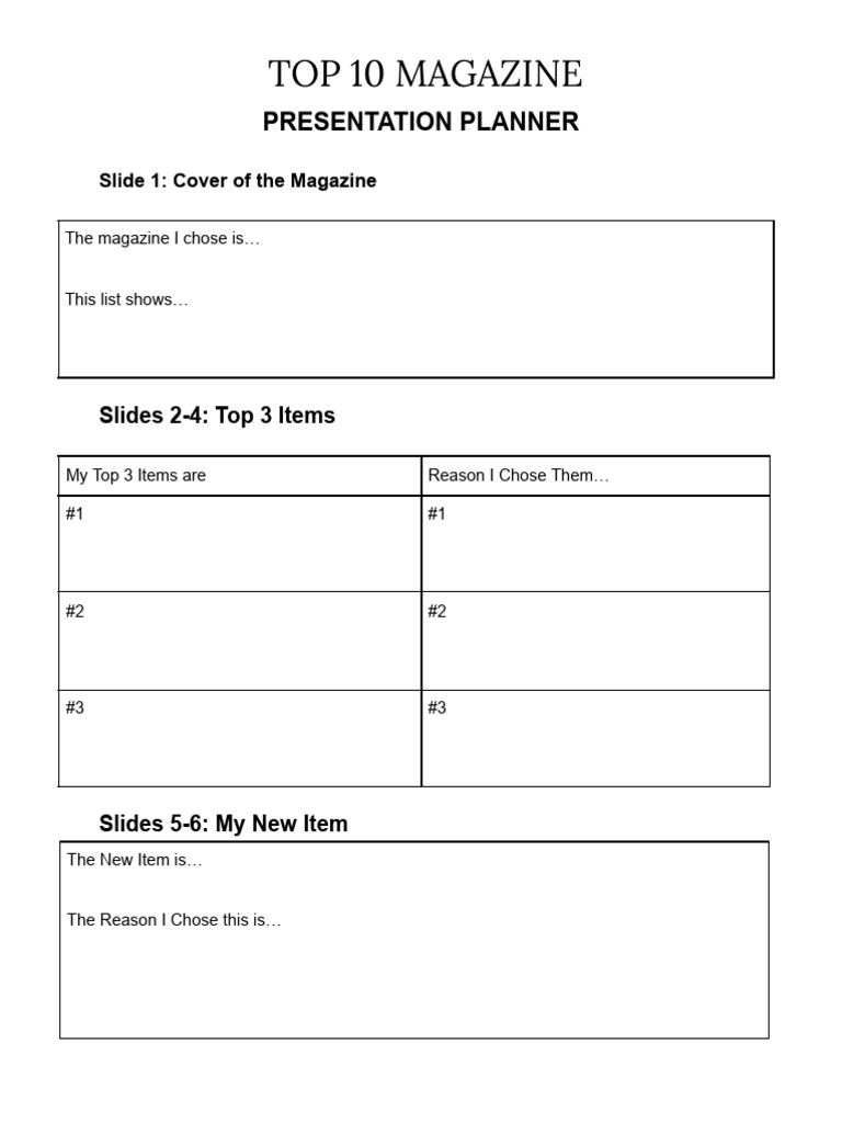 Top 10 CPT - Presentation Planner | PDF