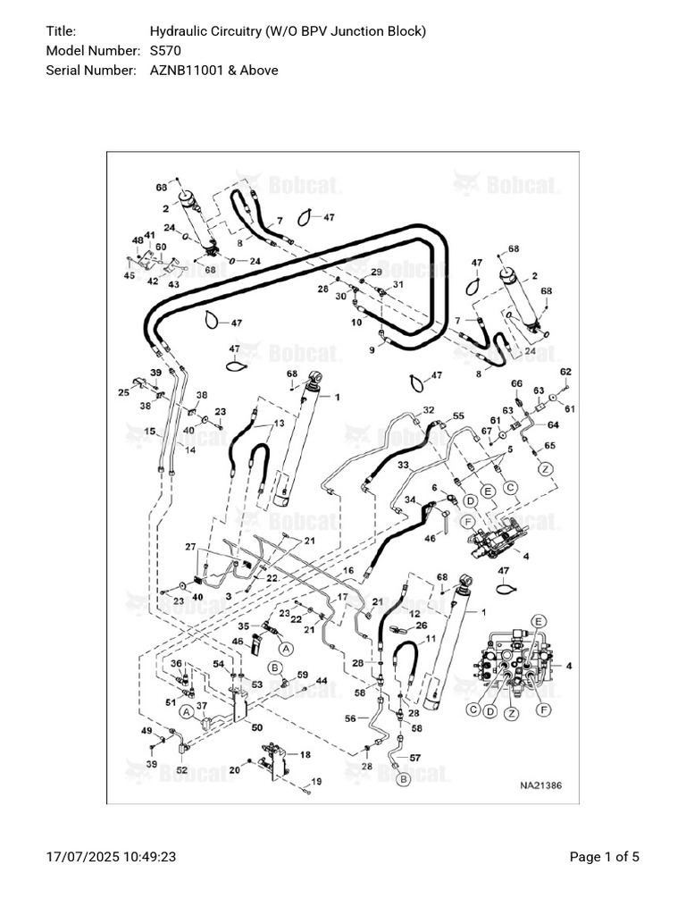 Hydraulic Circuitry (W - O BPV Junction Block) - S570 | PDF | Screw ...
