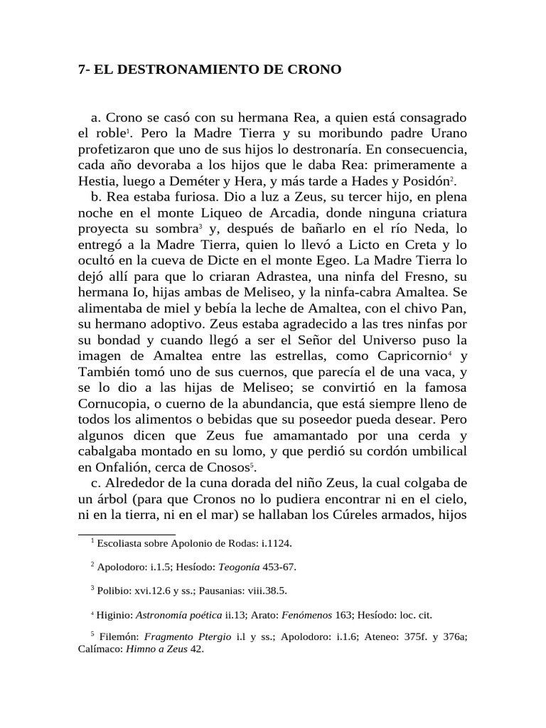 7 - El Destronamiento de Crono | PDF | Zeus | Dioses griegos