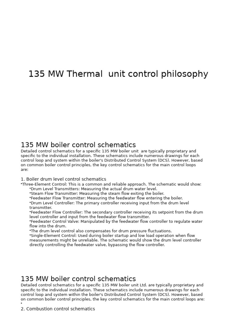 135 MW Unit Control Philosophy | PDF | Boiler | Energy Technology
