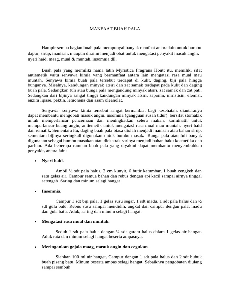 Manfaat Buah Pala | PDF