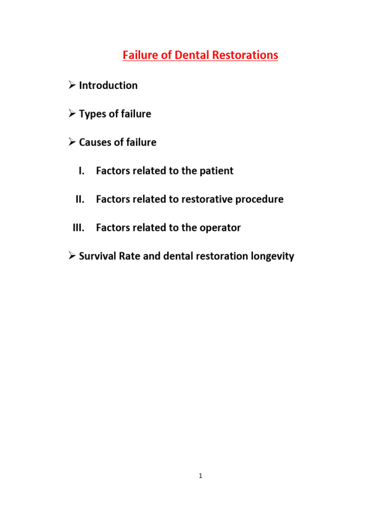 Causes of Dental Restoration Failures | PDF | Dental Composite | Corrosion