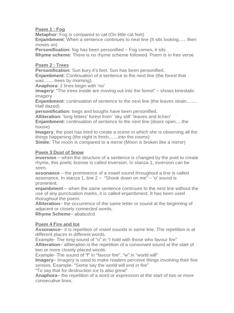 Literary Devices (All Poems Grade 10) | PDF | Poetry | Rhyme