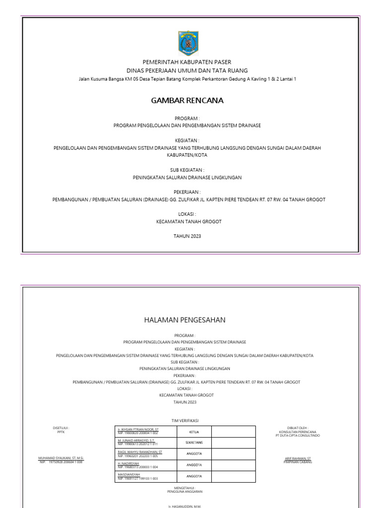 Gambar Rencana Drainase Zulfikar | PDF