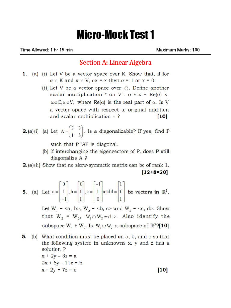 01 Lin Algebra, Mod Algebra | PDF