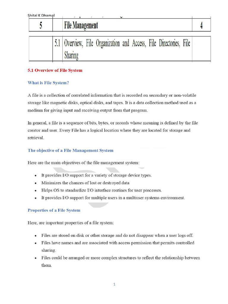 Module 5 Notes - File Management 24-25 Even JPEG | PDF