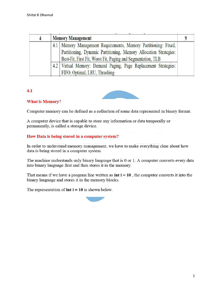 Module 4 Notes With University Questions - Memory Management | PDF