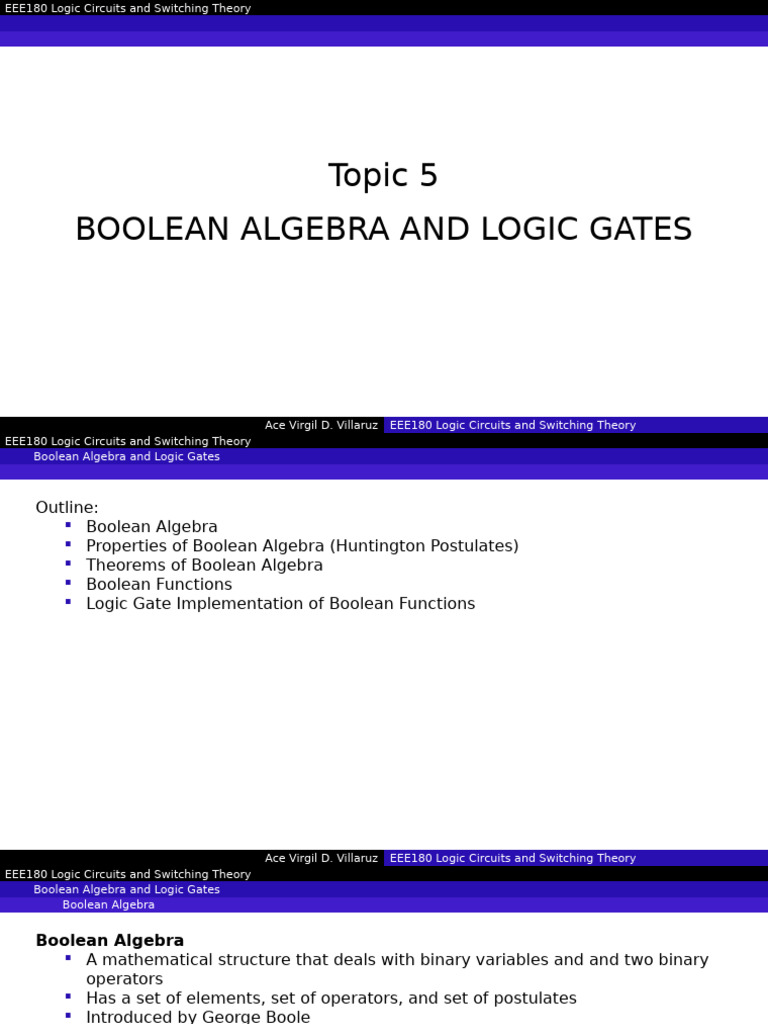 5 Boolean Algebra and Logic Gates | PDF | Boolean Algebra | Teaching ...