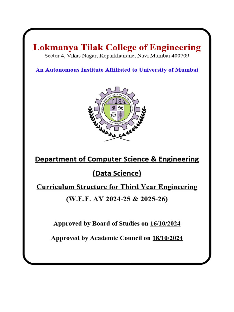 Third-Year Syllabus (Effective For Academic Year 2024-25 and 2025-26 ...