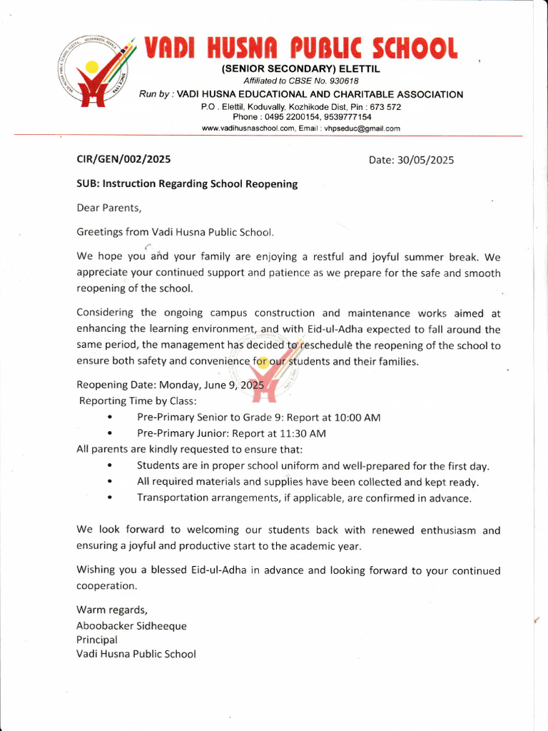 Instruction Regarding Re Opening | PDF