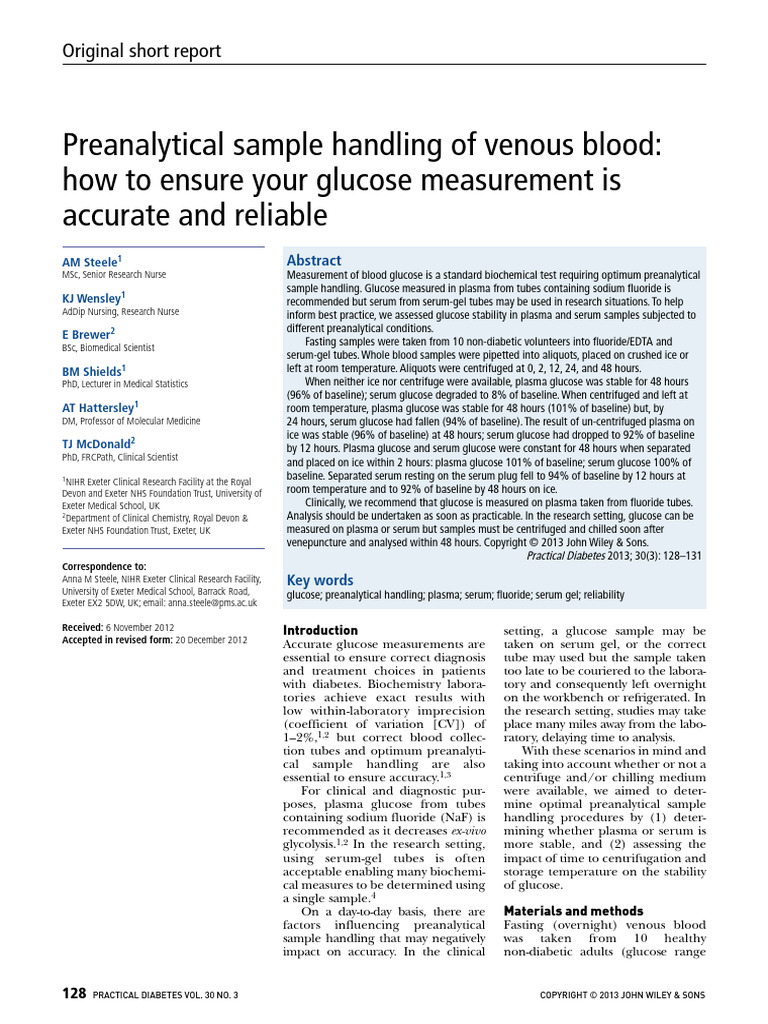 Preanalytical Sample Handling of Venous Blood How To Ensure Your ...