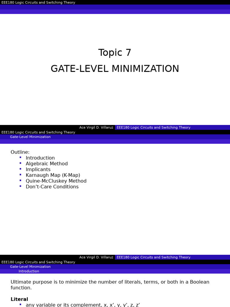 7 Gate Level Minimization | PDF | Boolean Algebra | Teaching Mathematics