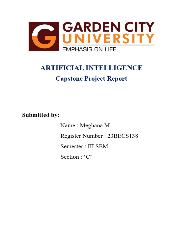 23BECS138 Capstone Project Report | PDF | Artificial Intelligence ...