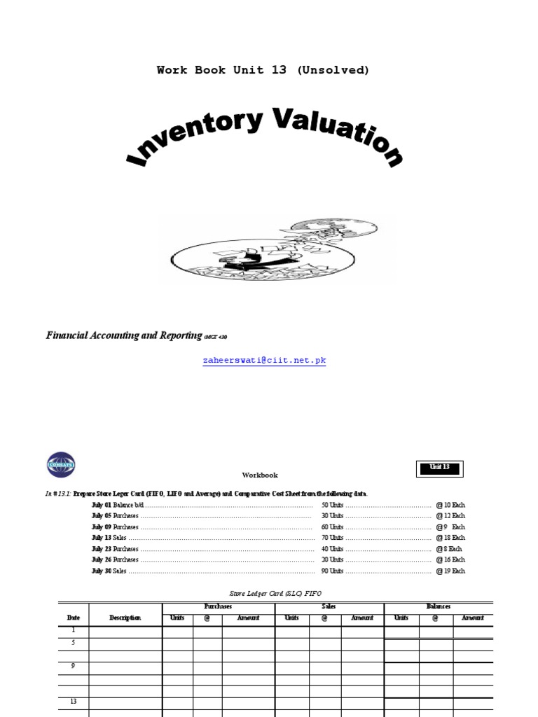 Work Book Unit 13 Inventory Valuation (Unsolved) | PDF | Inventory ...