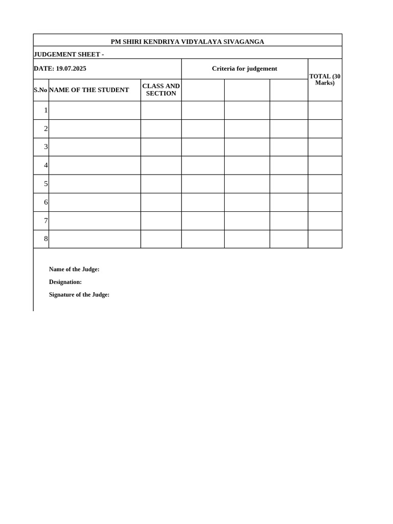 Pupil Leaders Interview Judgement Sheet | PDF