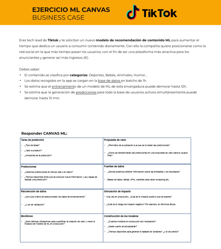 Ejercicio ML Canvas | PDF | Informática