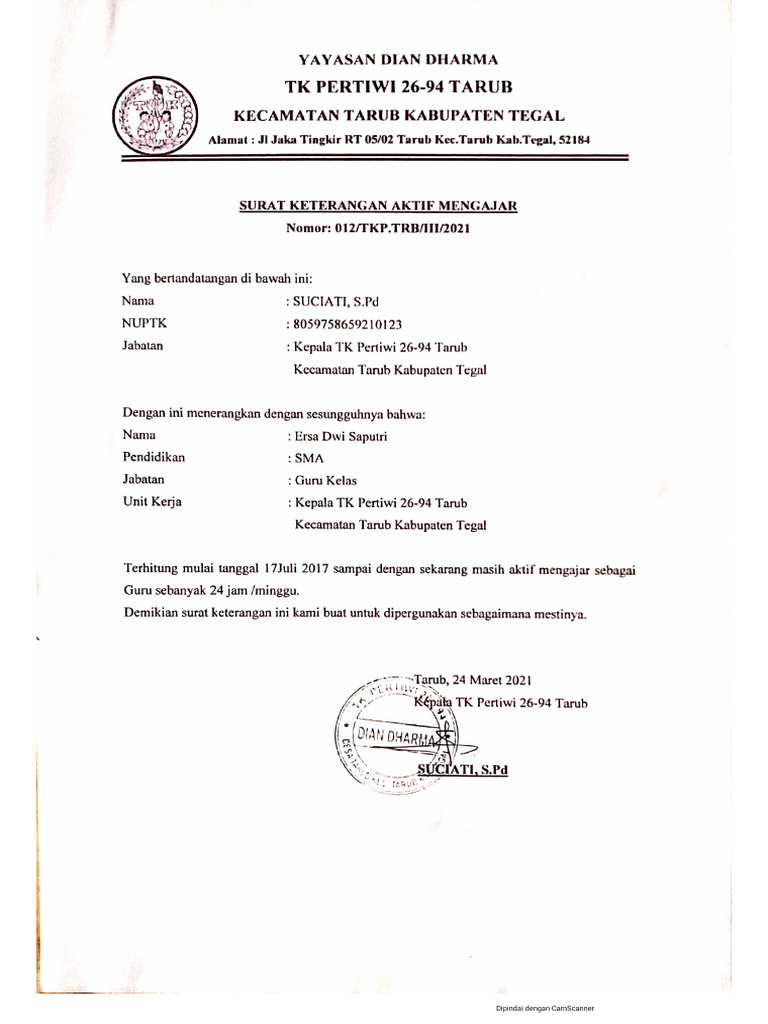 Surat Ijin Belajar | PDF