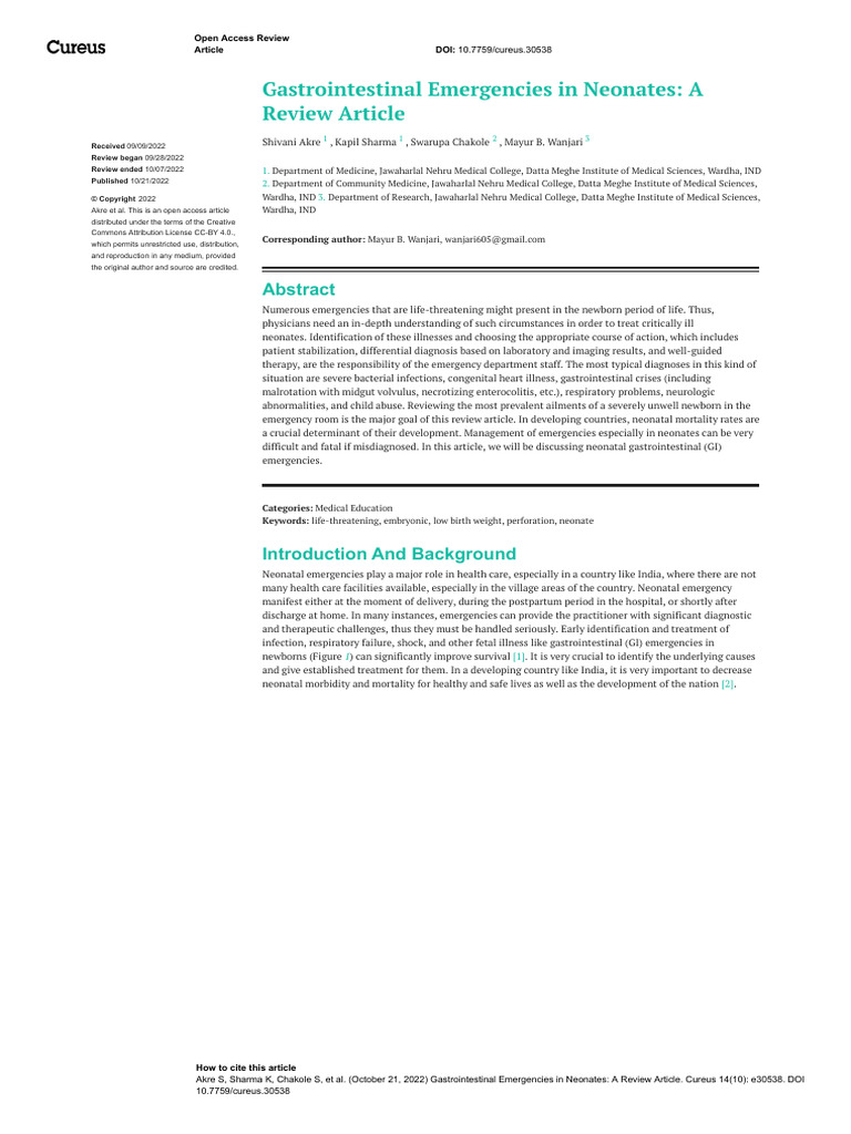 Neonatal Gastrointestinal Emergencies Review | PDF | Diarrhea ...