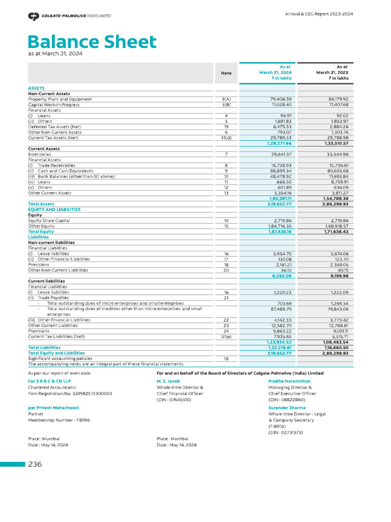 Colgate Balance Sheet | PDF