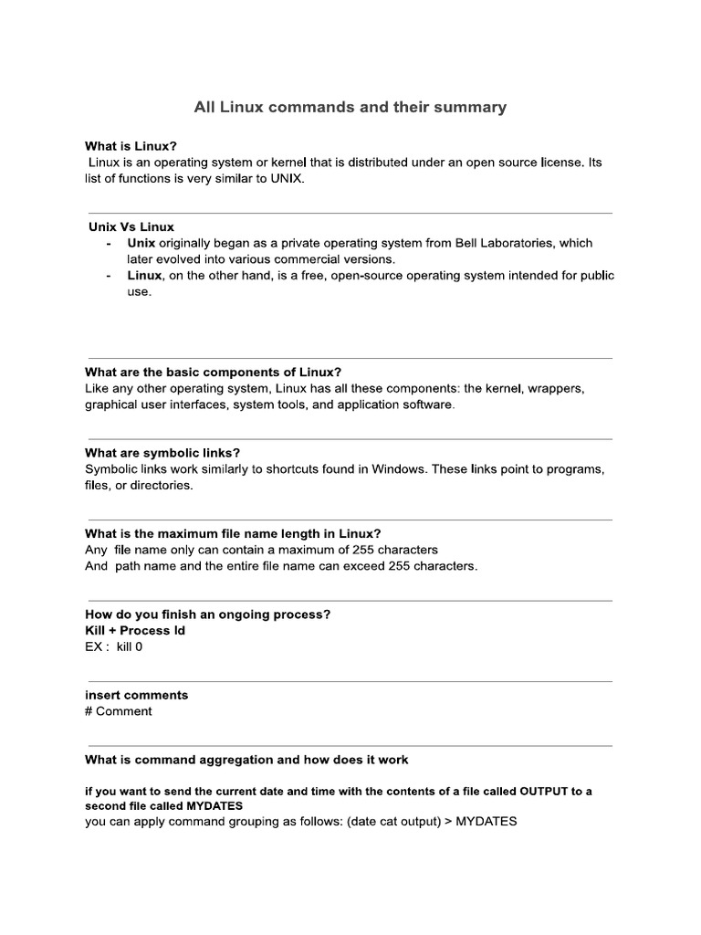 All Linux Commands and Their Summary | PDF