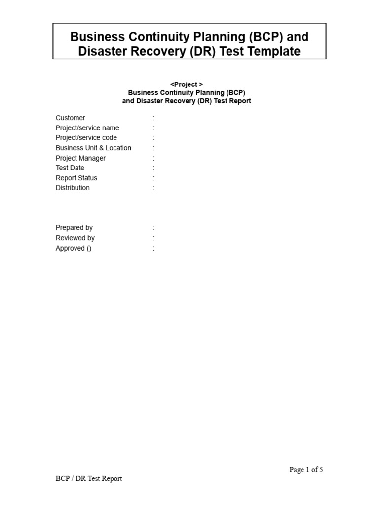 BCP and DR Test Report Template | PDF | Computing | Software