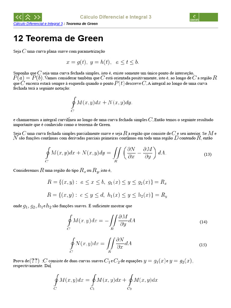 Teorema de Green em Cálculo 3 | PDF | Integrante | Curva