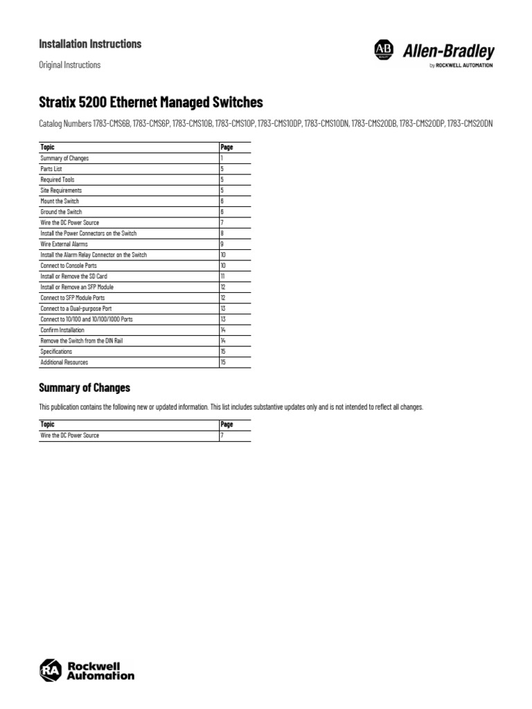 AB - Stratix - 5200 - Installation Instructions | PDF | Network Switch | Computer Networking
