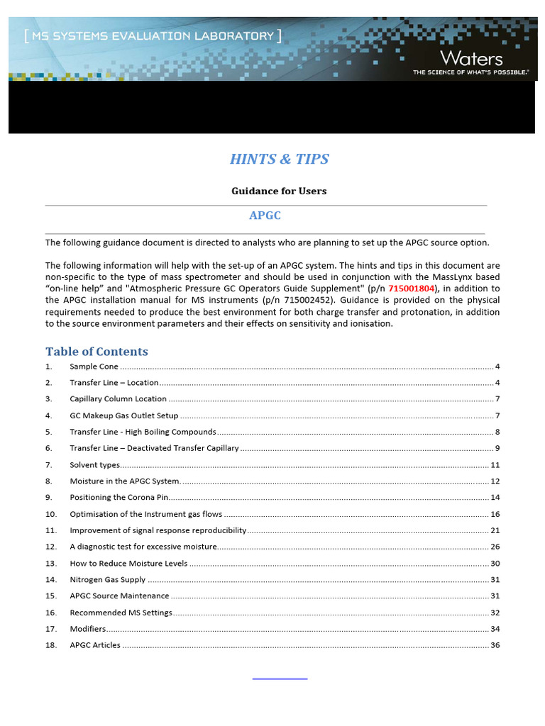 APGC System Setup Guide for Analysts | PDF | Chromatography | Gases