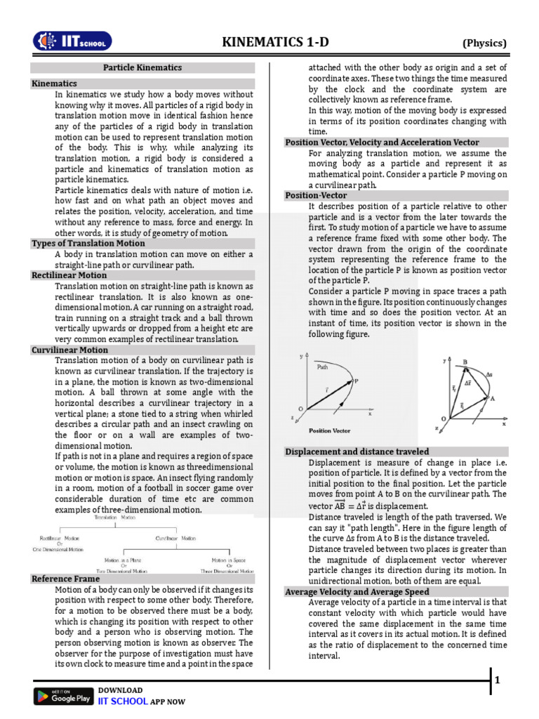 Sheet - 01 _ Kinematics 1D | PDF | Kinematics | Acceleration