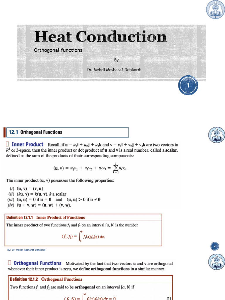 Heat Conduction - Basics - Part - 5 - Orthogonal Functions | PDF