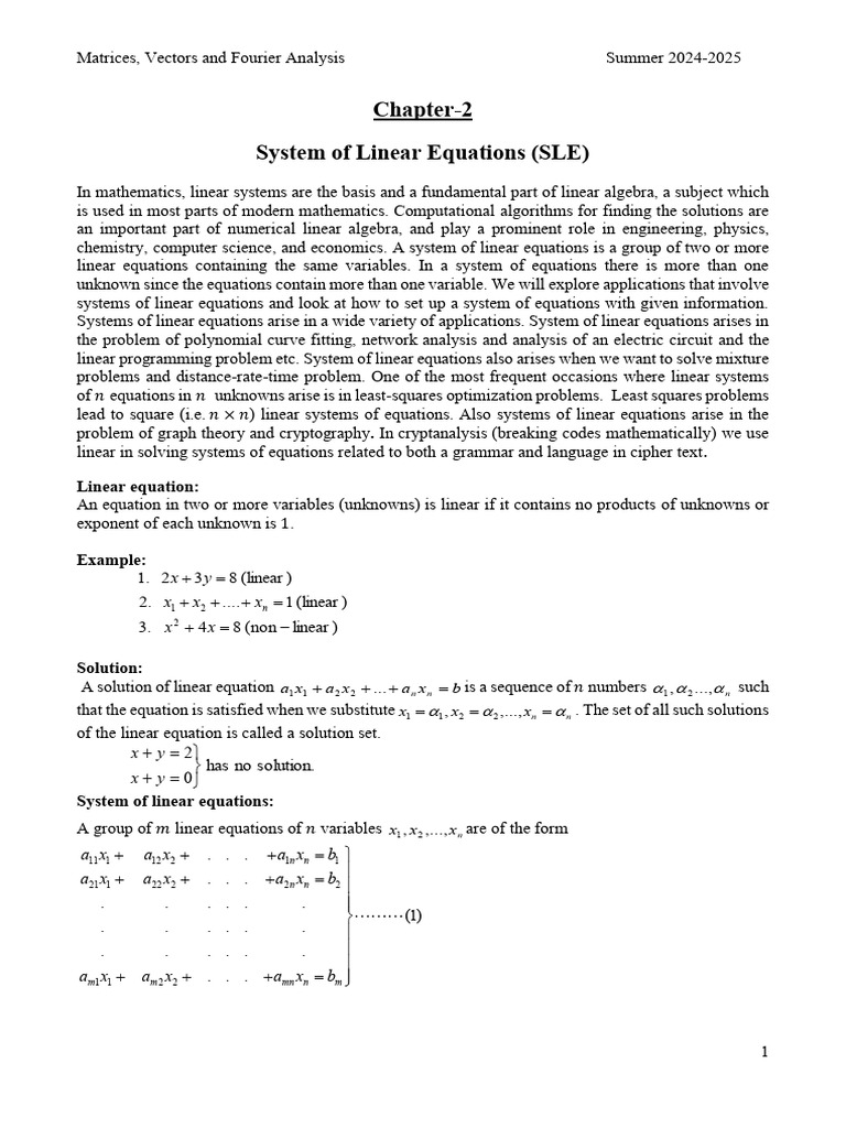Understanding Systems of Linear Equations | PDF | System Of Linear ...