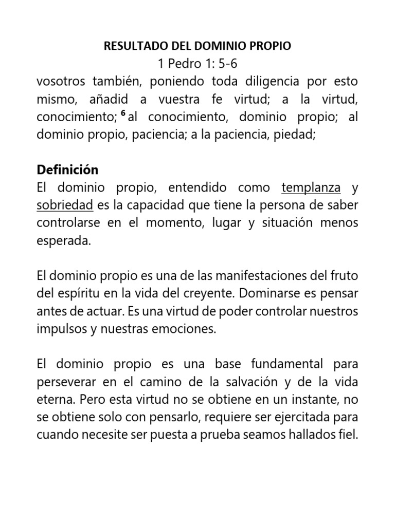 Beneficios del Dominio Propio en la Fe | PDF | Salvación | Fe