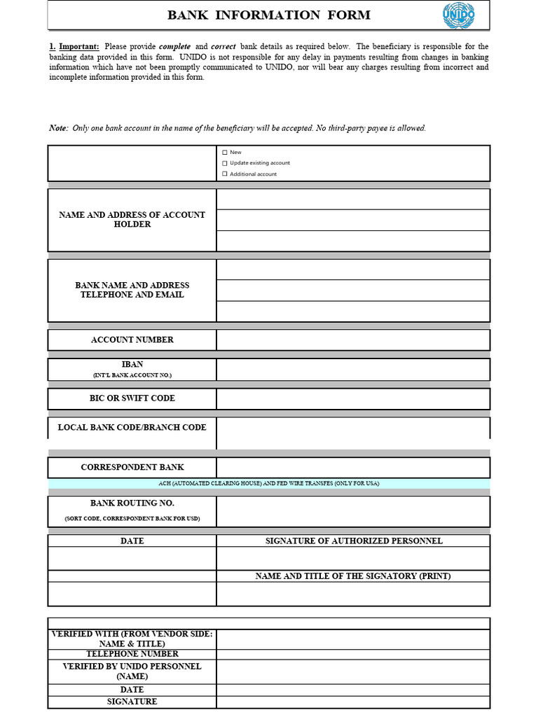 Bank Information Form (BIF) | PDF