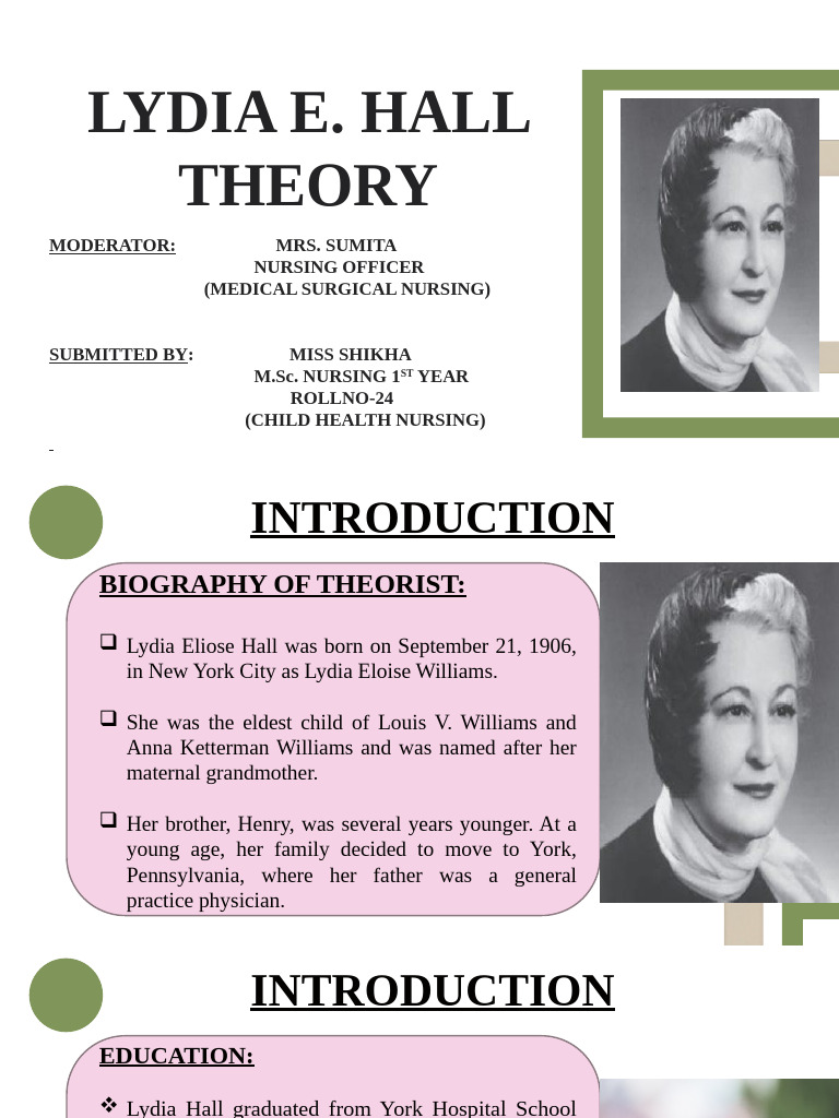 Lydia Hall's Nursing Theory Overview | PDF | Nursing | Theory