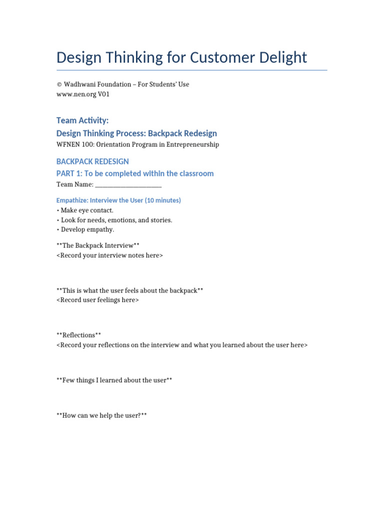 Backpack Redesign Using Design Thinking | PDF