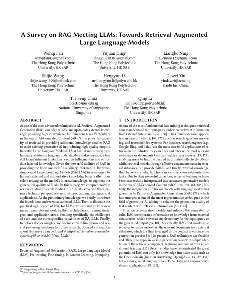 A Survey On Rag Meeting LLM | PDF | Information Retrieval | Databases