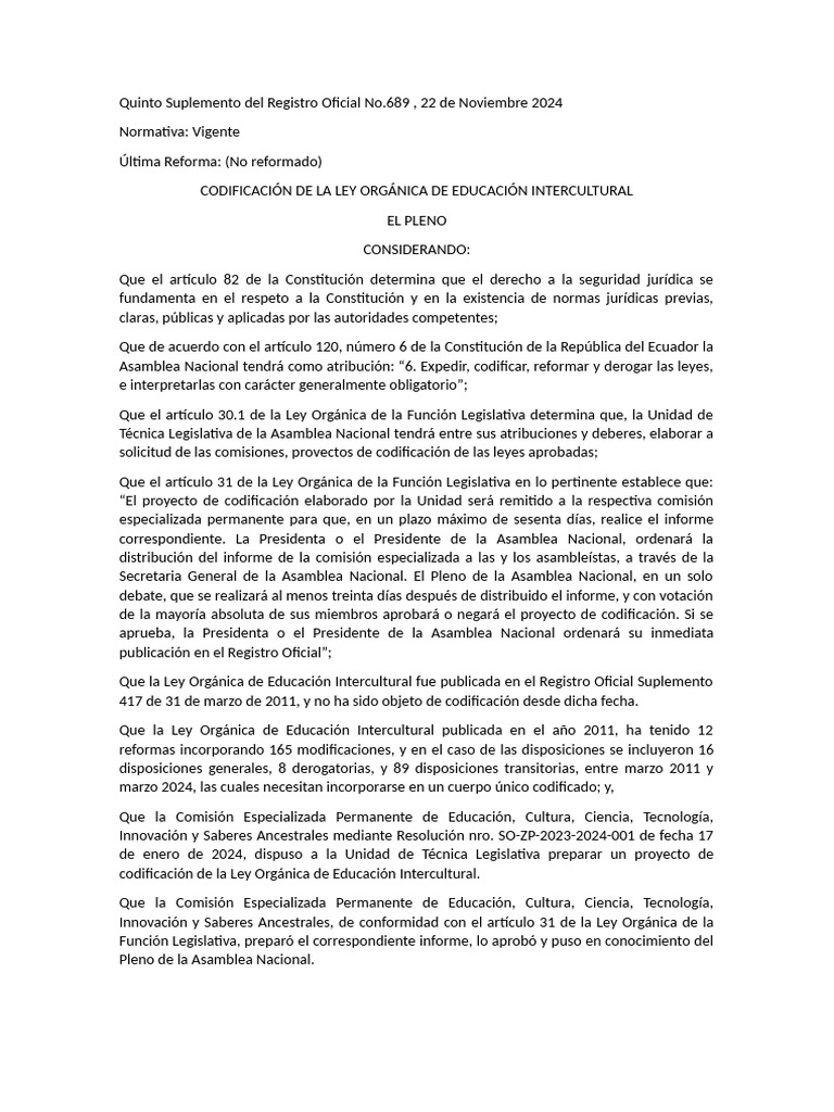 Loei Codificada Inclusion Obser Sdpe 30.12.24 | PDF | Democracia ...