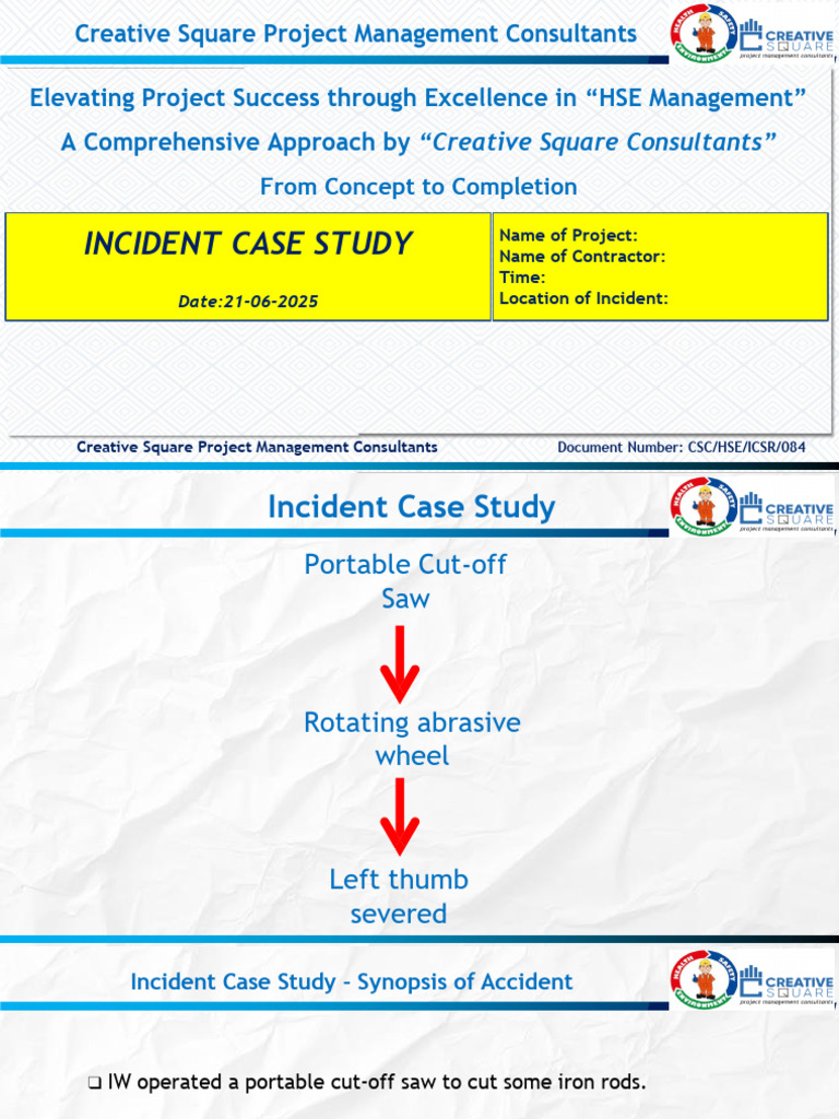 HSE Incident Case Study: Cut-off Saw Accident | PDF | Safety ...