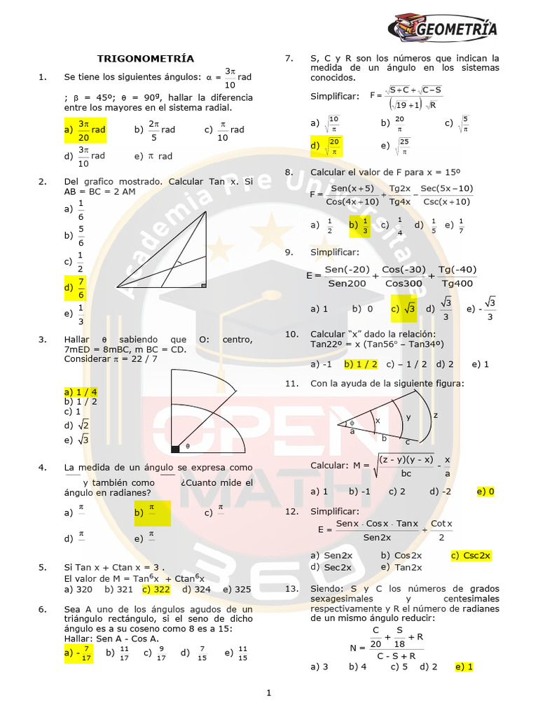 Repaso Trigon I | PDF | Geometría del plano euclidiano | Geometría triangular