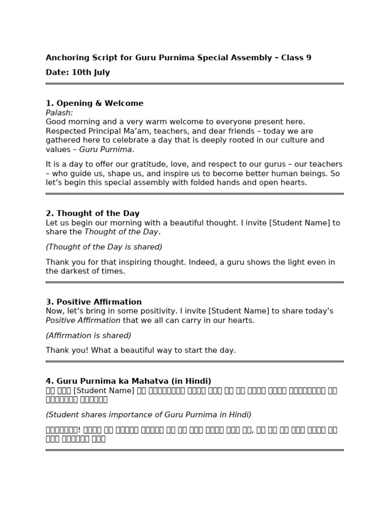 Guru Purnima Anchoring | PDF | Guru