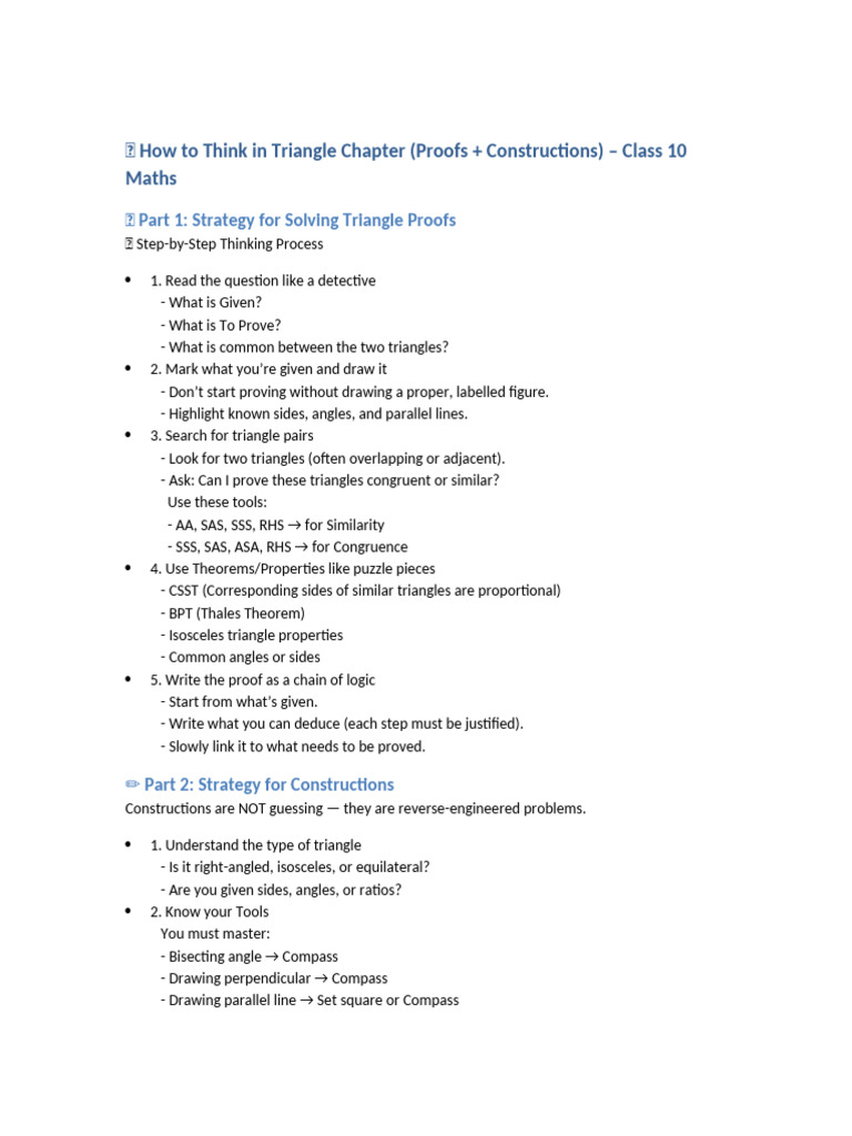 Triangle Chapter Tips Class10 | PDF | Triangle | Classical Geometry