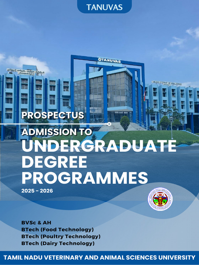 TANUVAS Undergraduate Admission 2025-26 | PDF