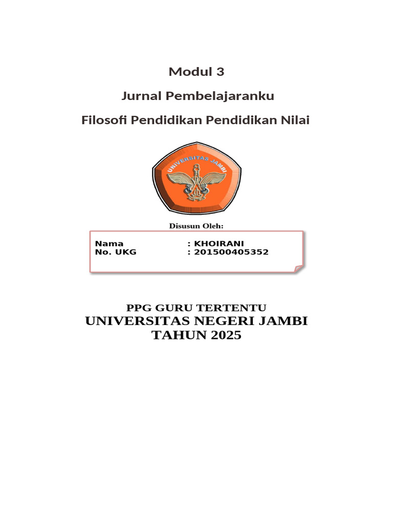 Khoirani 201500405352 Pendidikan Nilai | PDF