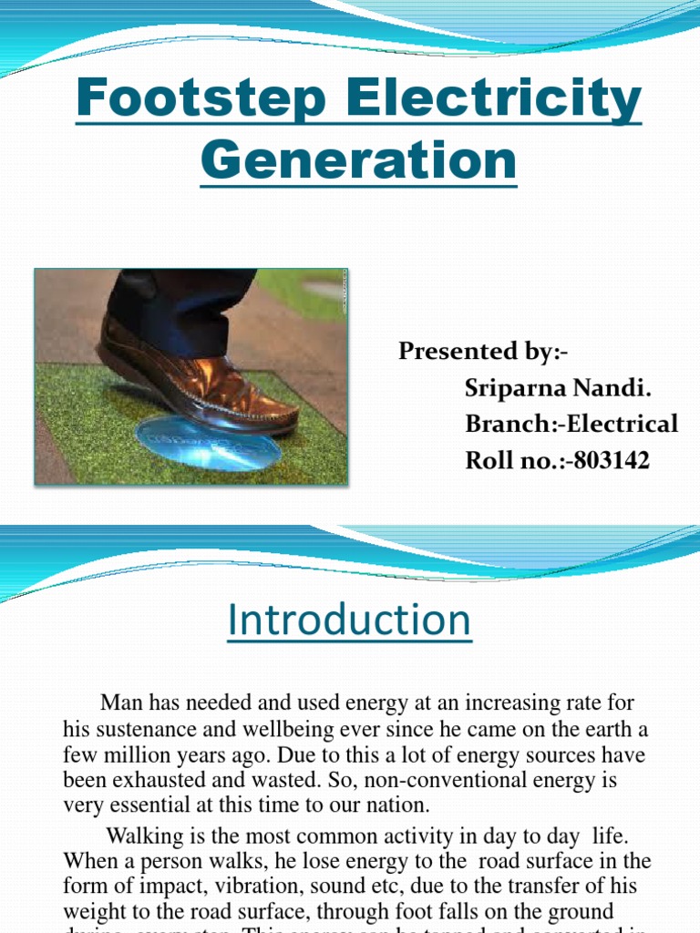 Footstep Electricity | PDF | Power Inverter | Direct Current