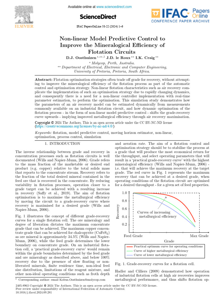 Non-Linear Model Predictive Control To Improve The Mineralogical Efficiency | PDF