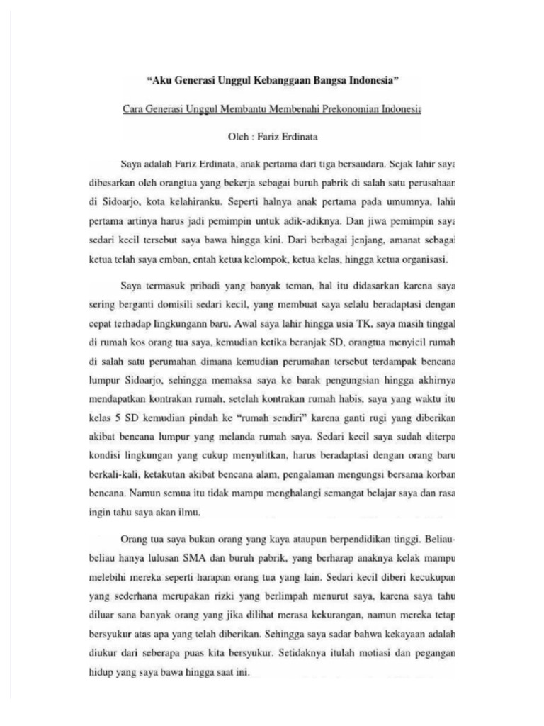 PDF Essay Lolos Beasiswa Unggulan Compress | PDF