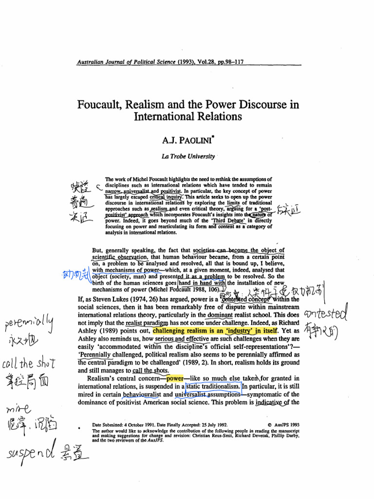Foucault's Power Discourse in IR Analysis | PDF | Michel Foucault ...