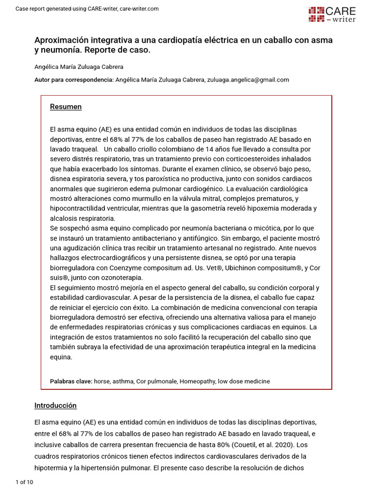 MBRS Cardiopatía Equino | PDF | Asma | Tos